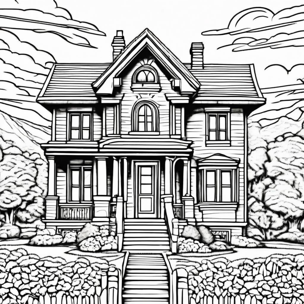 coloring page house 2 - Easy how to drawing