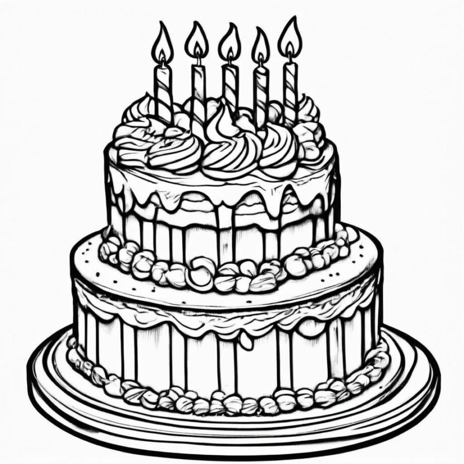 coloring page cake - Easy how to drawing