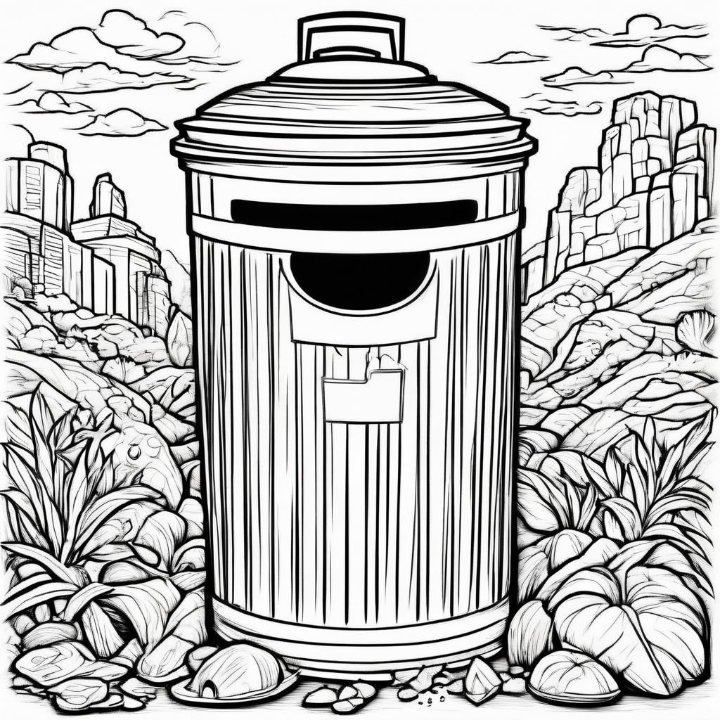 trash can coloring page - Easy how to drawing