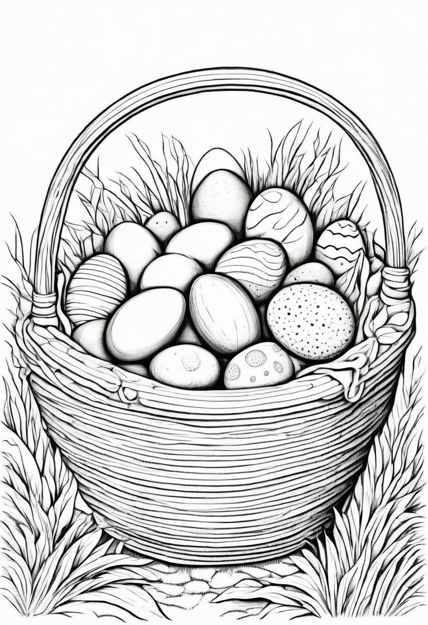 coloring page easter basket - Easy how to drawing