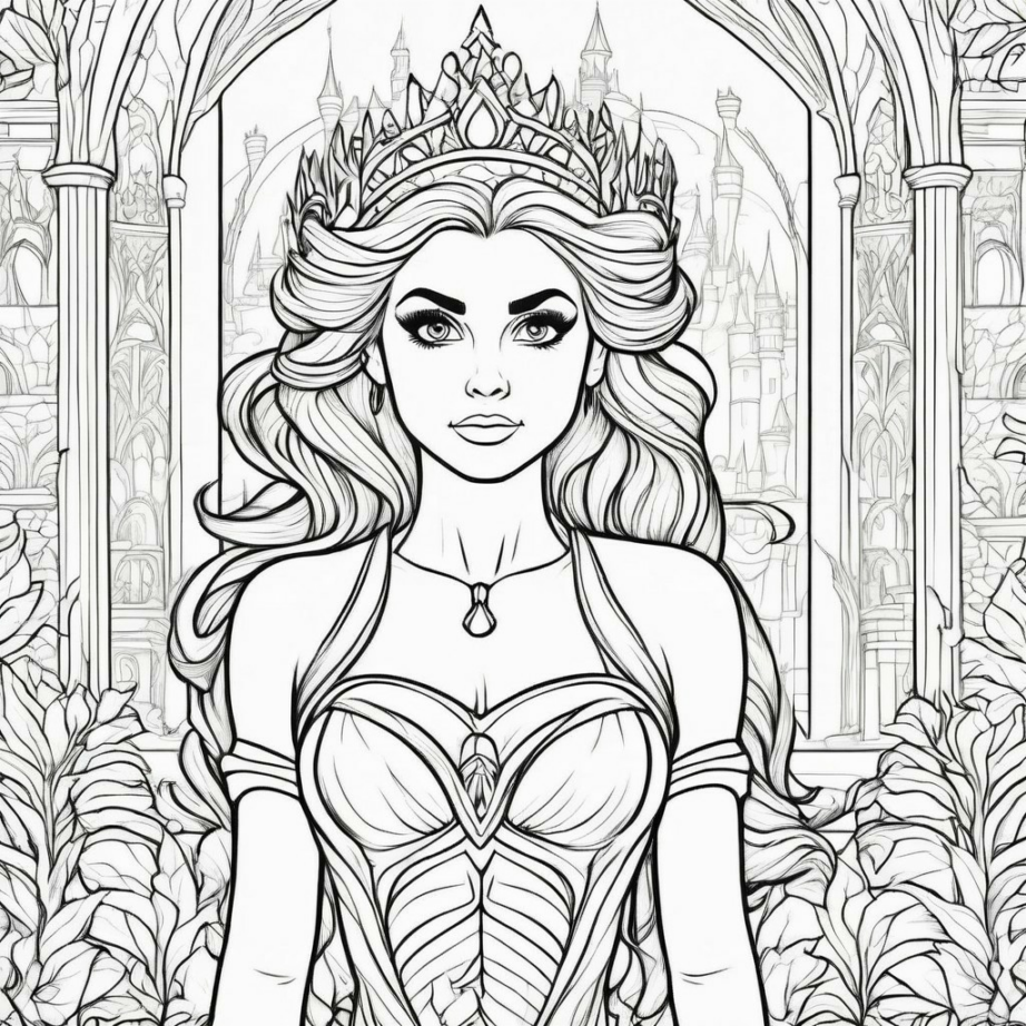 coloring page princess - Easy how to drawing