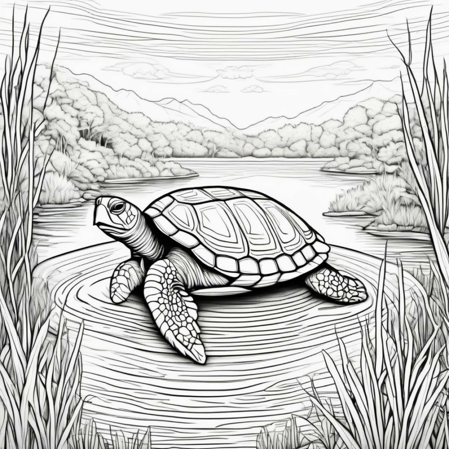 coloring page turtle - Easy how to drawing