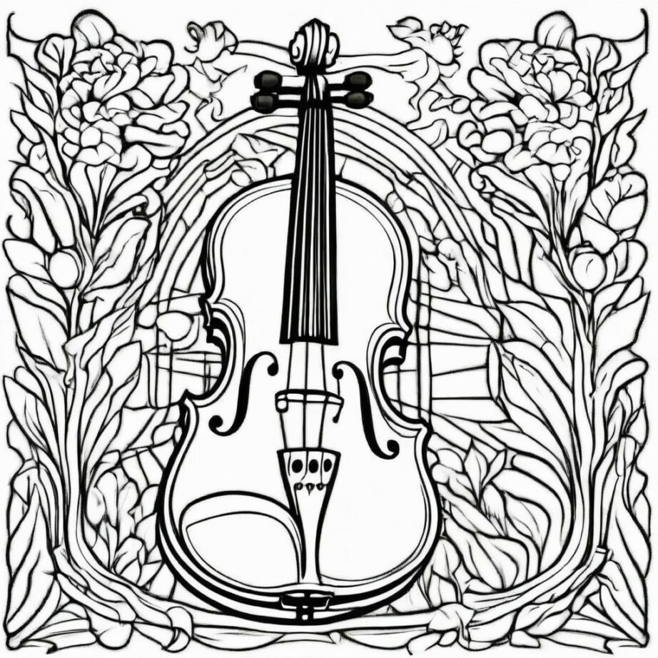coloring page violin - Easy how to drawing