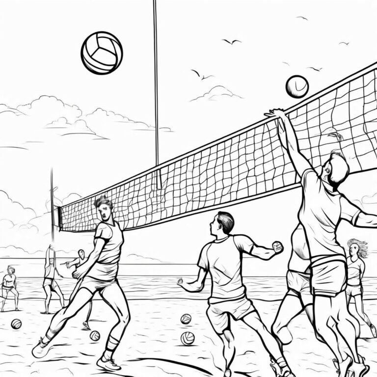 coloring page volleyball - Easy how to drawing