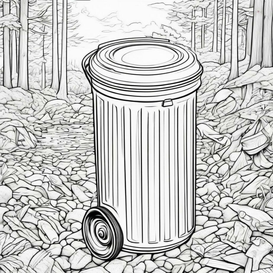 trash can coloring page - Easy how to drawing