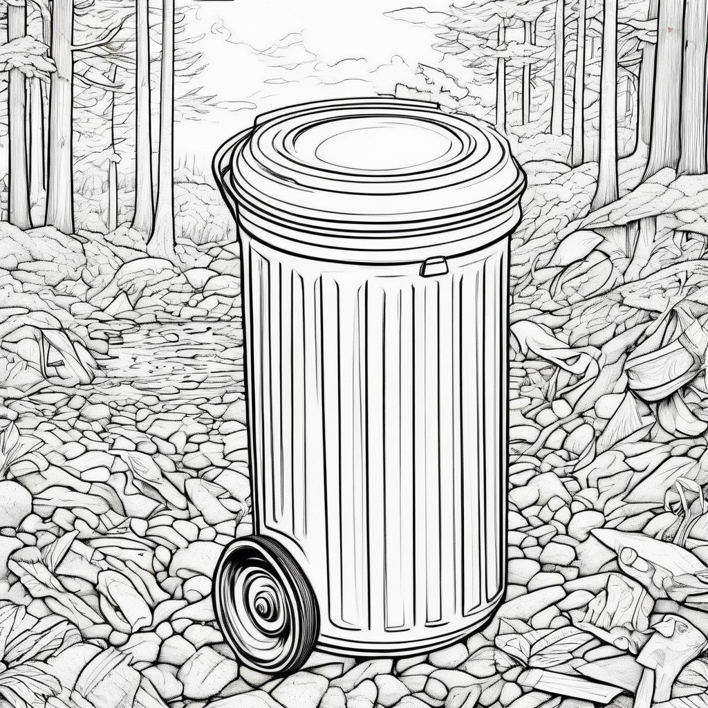 trash can coloring page - Easy how to drawing