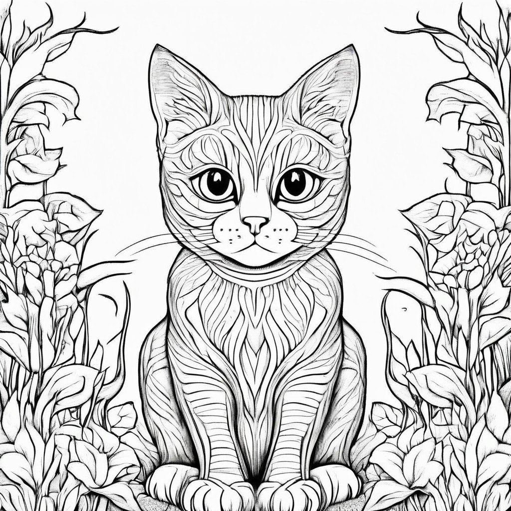 coloring page cat - Easy how to drawing
